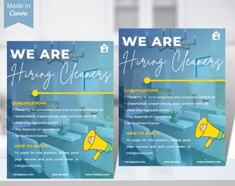 DIY Hiring Flyer Templates Design, Cleaning Hiring Flyer, We're Hiring ...