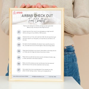 Airbnb Guest Check Out Checklist Sign Template Editable Canva Template ...