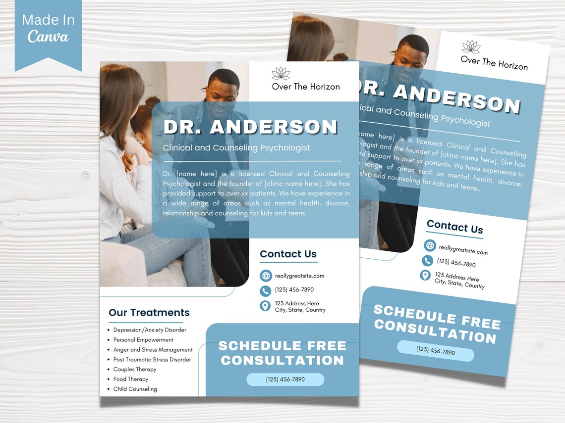 Counseling Psychology Therapy Flyer Templates Design, Editable ...