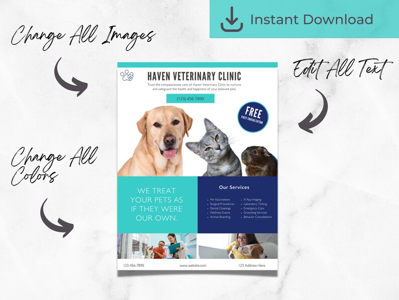 Pet Veterinary Flyer, DIY Canva Pet Veterinary Flyer Template 2024 ...