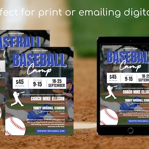 Baseball Camp Flyer, DIY Baseball Camp Templates, Editable Social Media ...