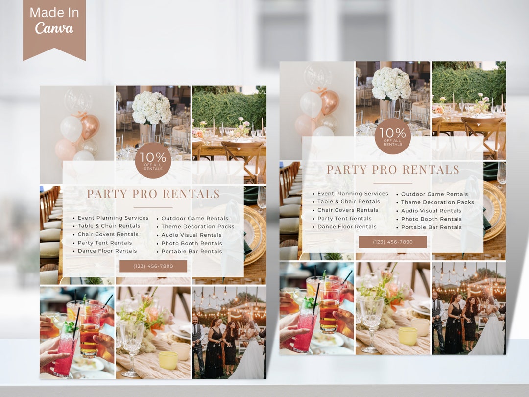 Party Rental Flyer Template, DIY Leaflet for Party Equipment, Event ...