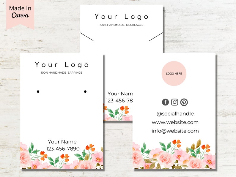 PRINTABLE Jewellery Display Template Jewelry Display Cards - Etsy