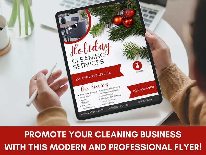 Holiday Cleaning Flyer, Cleaning Service Poster, Housekeeping Flyer ...