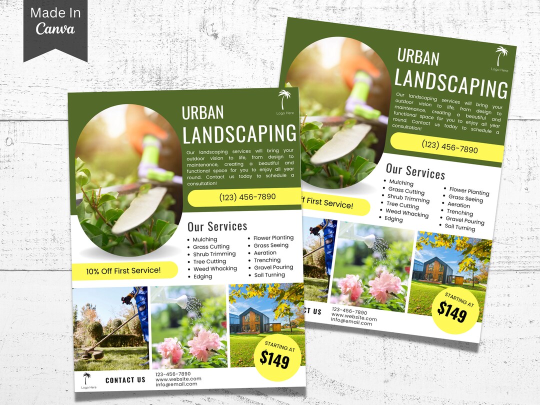 Landscaping Flyer Template, Gardening Flyer Template, Lawn Mowing Flyer ...