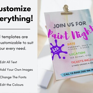 Editable Paint Night Template, Sip and Paint Flyer, DIY Paint and Sip ...