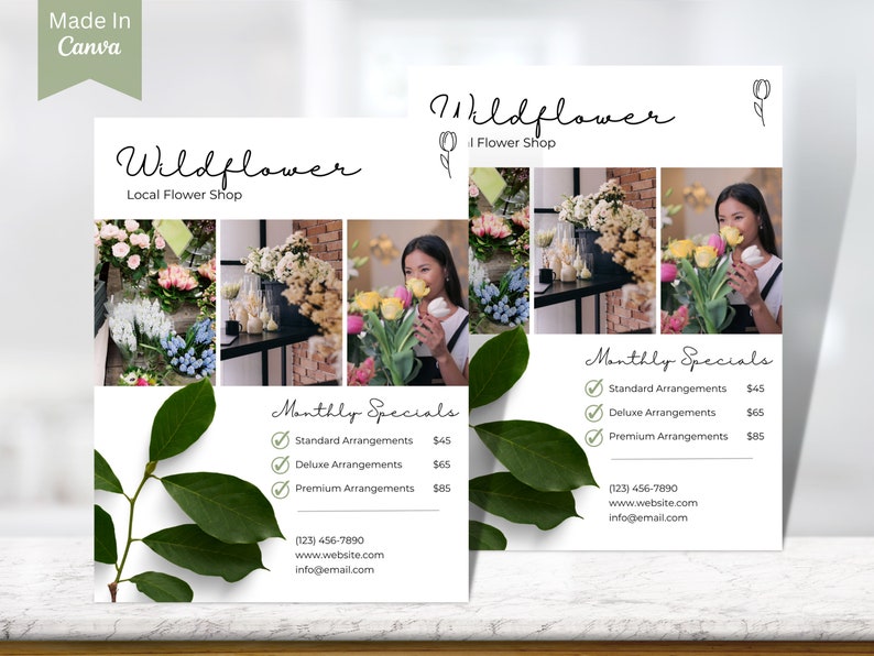 Flower Shop Flyer Template Editable Florist Flower Shop Small - Etsy