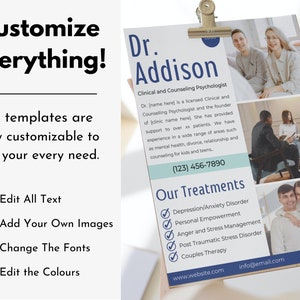 Counseling Psychology Therapy Flyer Templates Design, Editable ...
