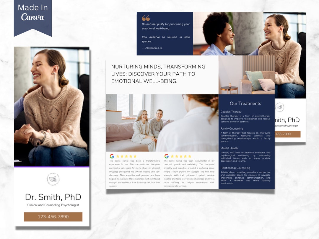 Counseling Psychology Therapy Brochure Templates Design, Mental Health ...