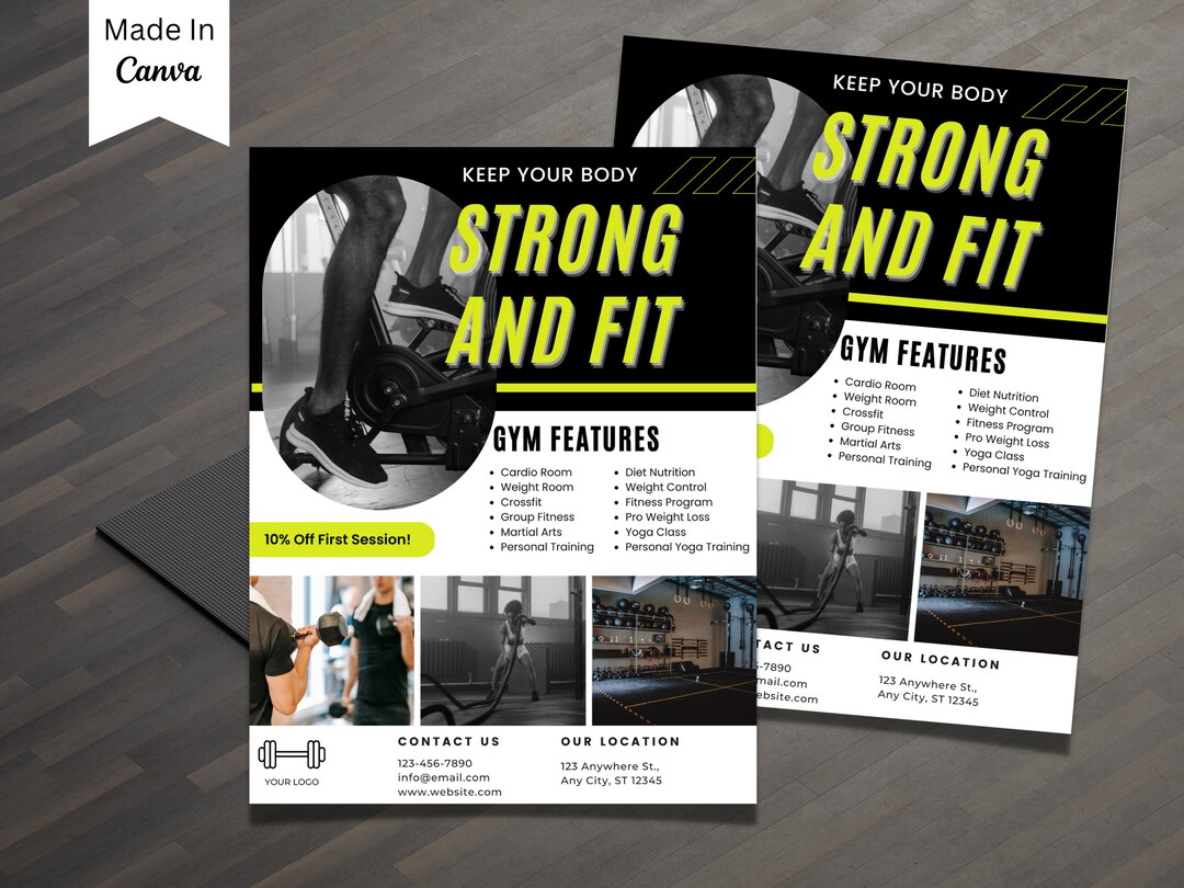 Gym and Fitness Flyer, US Letter Gym Flyer Template, Weight Loss Flyer ...