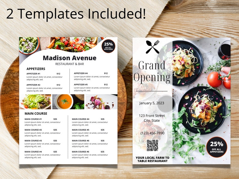 Restaurant Food Menu DIY Business Menu Template Editable - Etsy