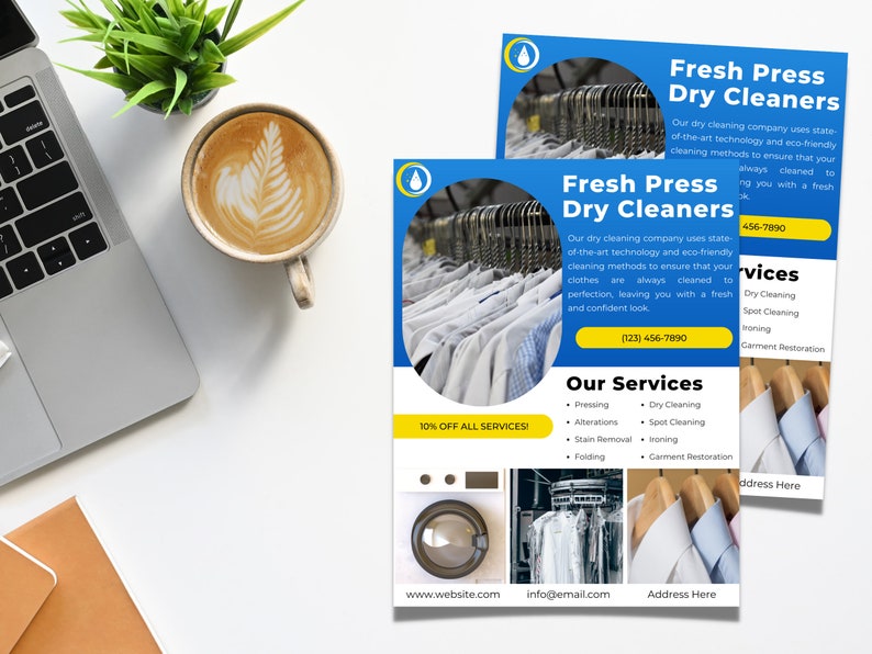 Dry Cleaning Service Flyer, DIY Sheet, Dry Cleaning Service, Laundry ...