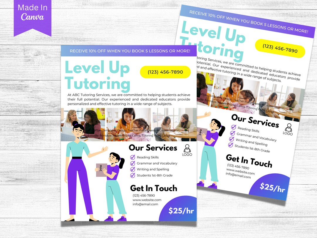 DIY Tutoring Flyer Templates Design, Teacher Private Lesson Course ...