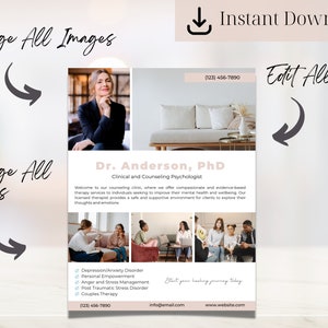 Counseling Psychology Therapy Flyer Templates Design, Editable ...