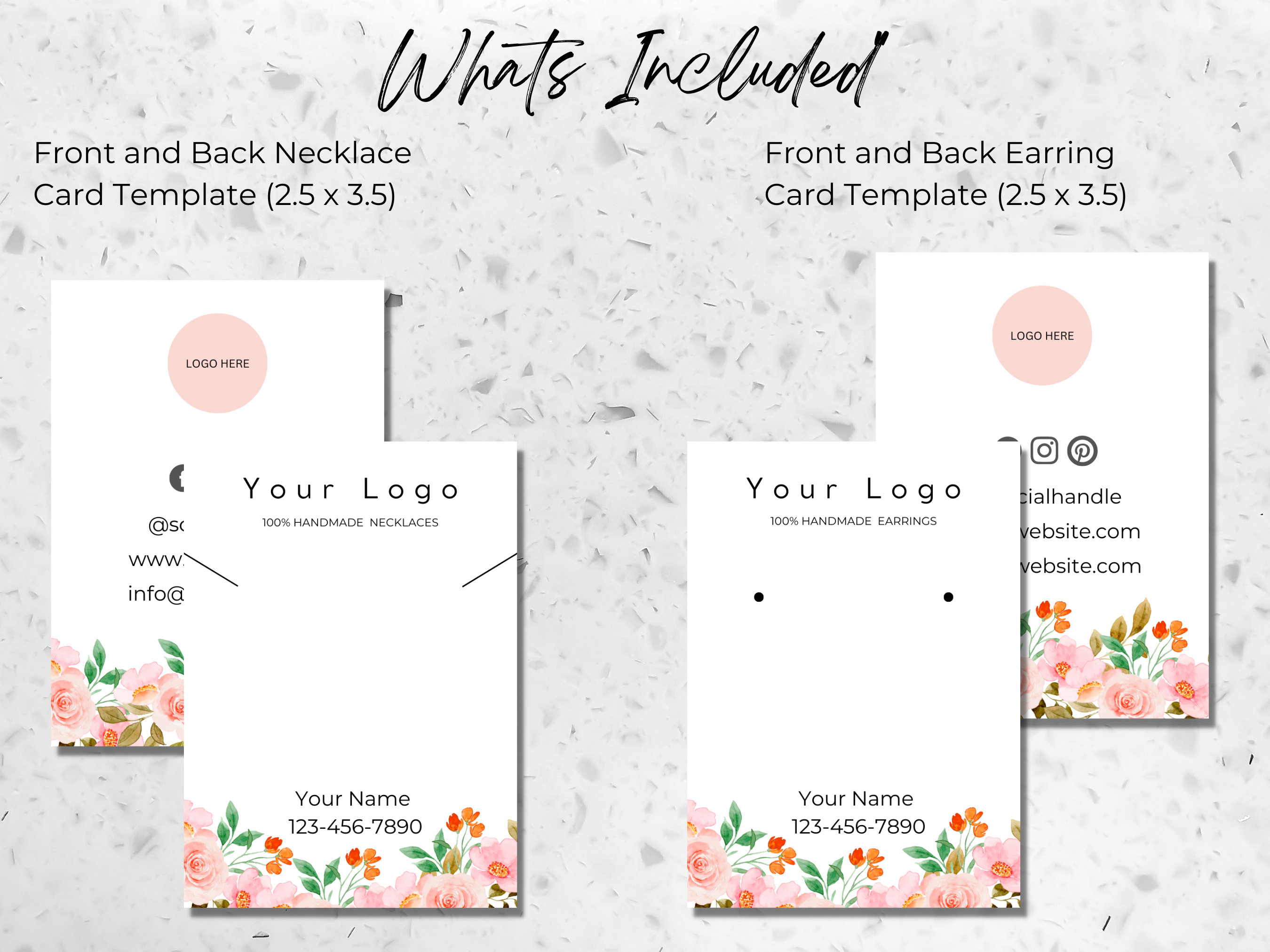 PRINTABLE Jewellery Display Template | Jewelry Display Cards Template ...