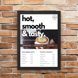 Coffee Menu Template, Editable Coffee Price List, Coffee Price Guide ...