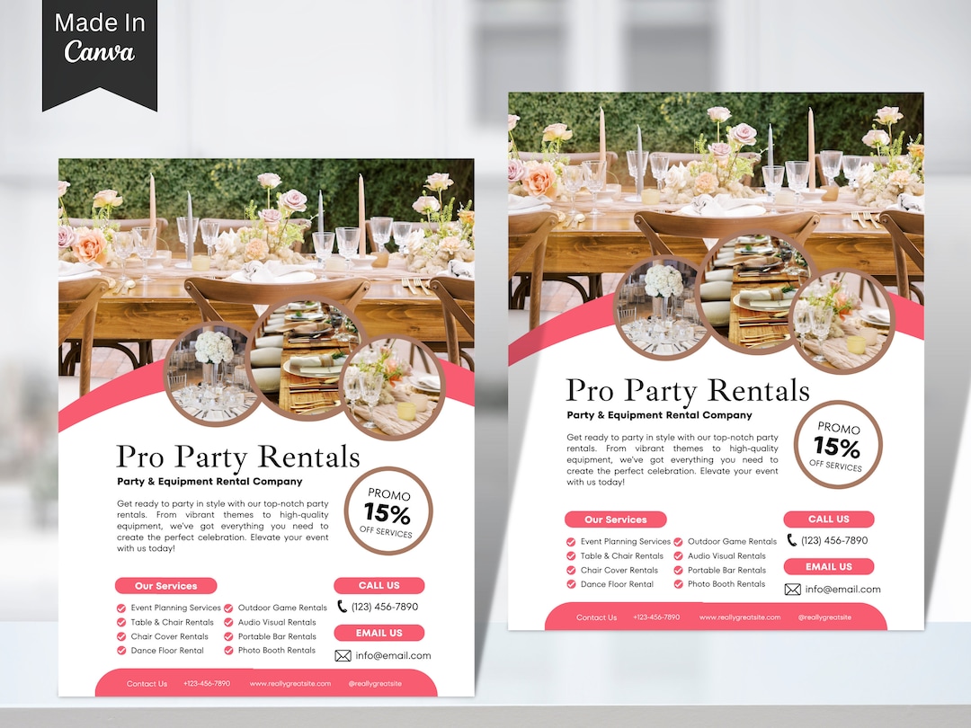 Party Rental Flyer Template, Editable in Canva, Event Venue Rental ...