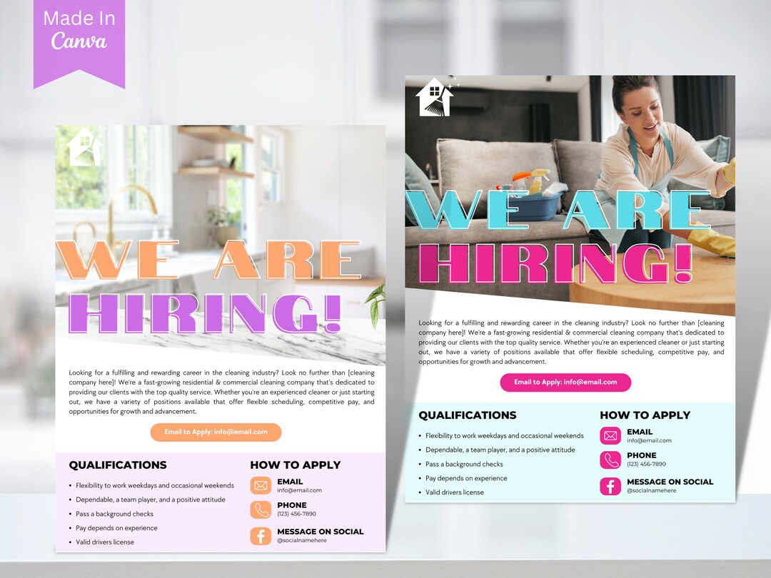 DIY Hiring Flyer Templates Design, Cleaning Hiring Flyer, We're Hiring ...