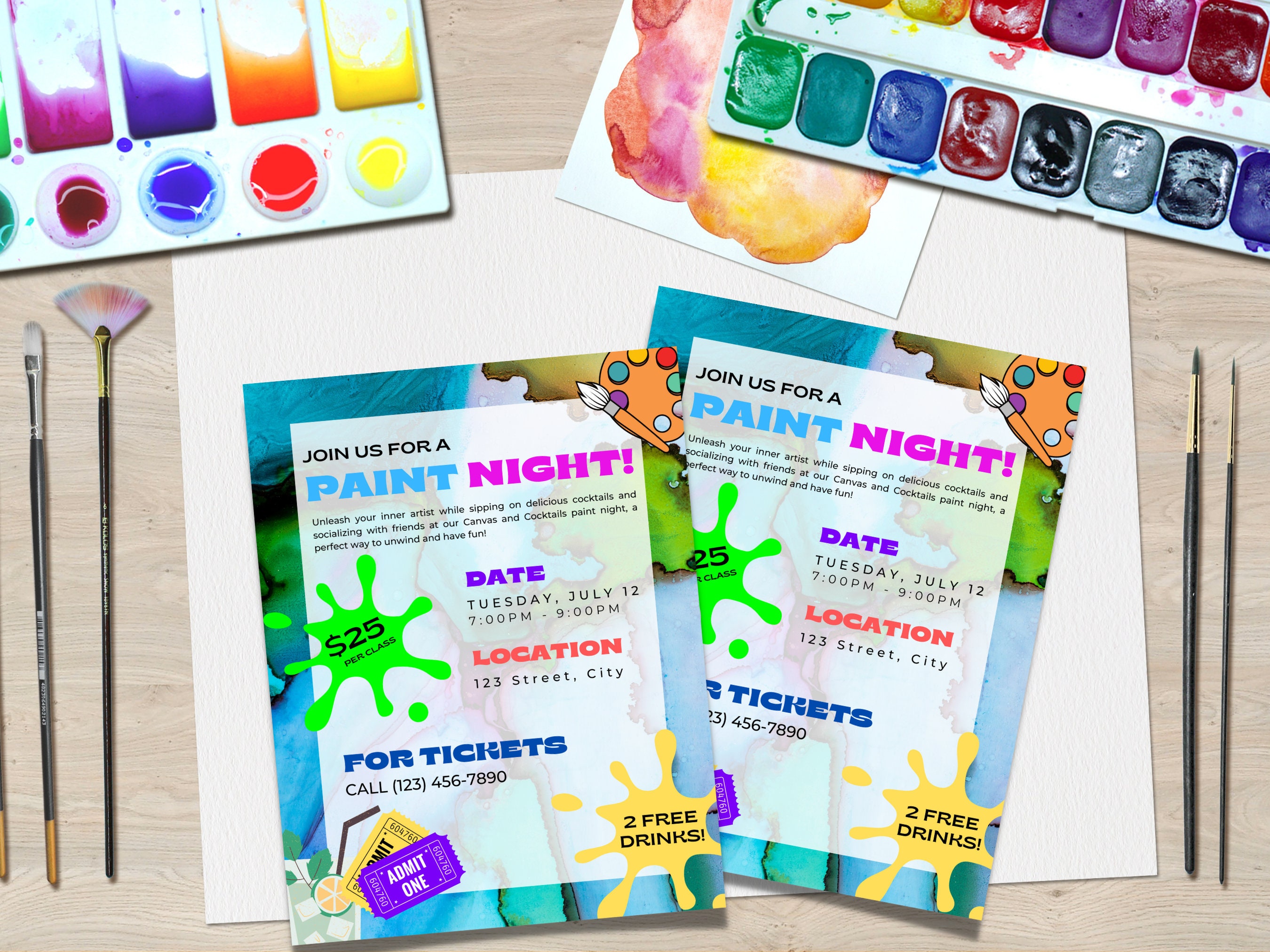 Editable Paint Night Template Sip and Paint Flyer DIY Paint - Etsy