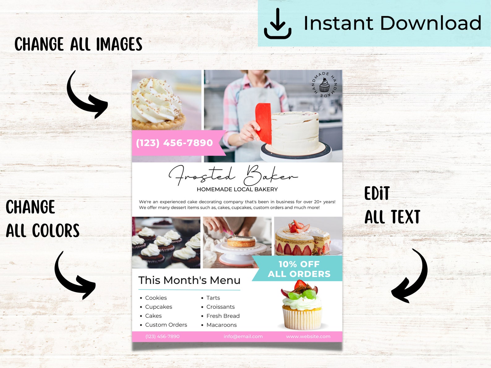 Cake Flyer Template, Cupcake Cake Business Flyer, Baking Dessert Flyer ...