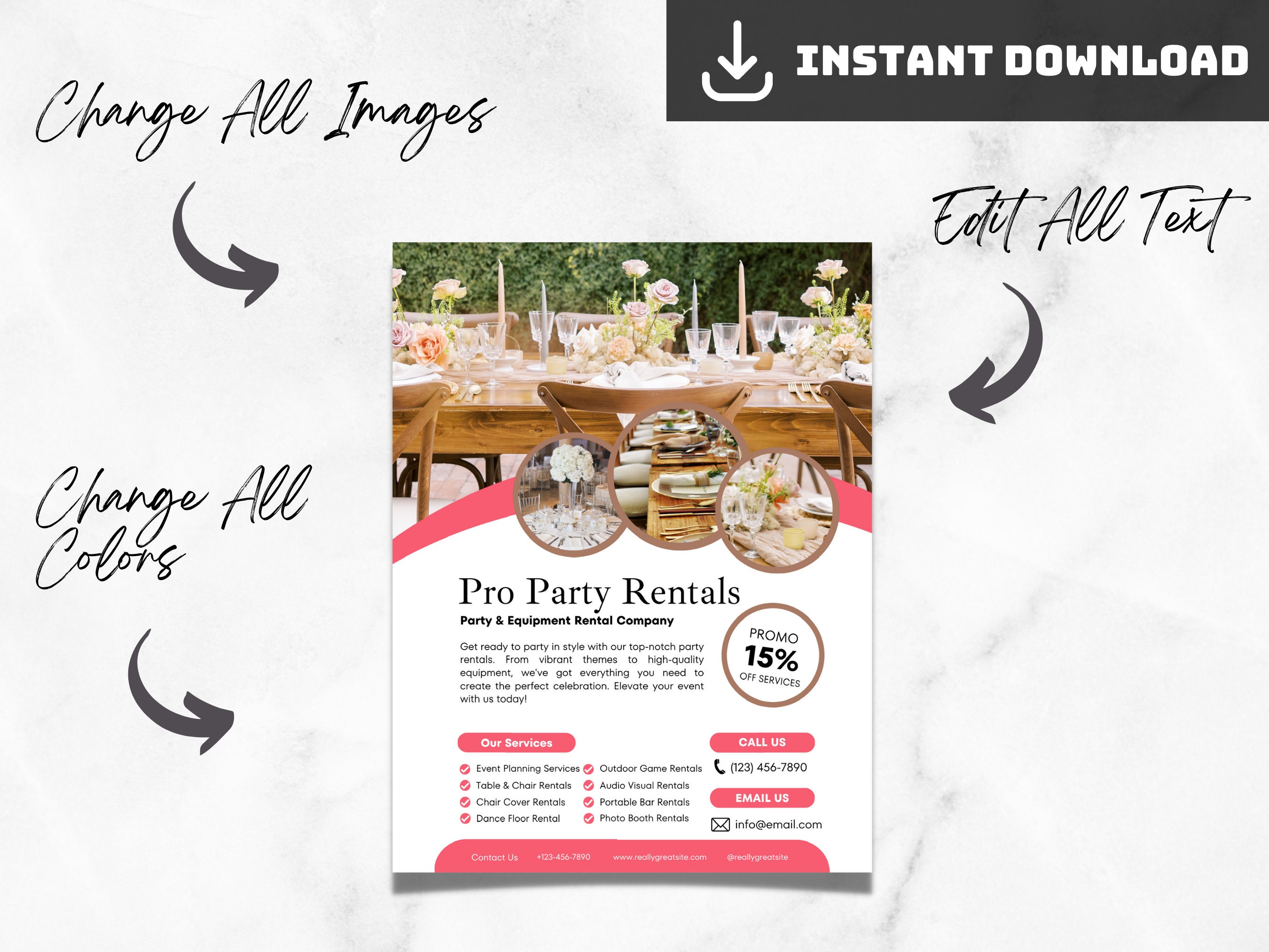 Party Rental Flyer Template, Editable in Canva, Event Venue Rental ...