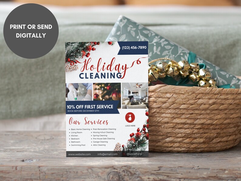 Holiday Cleaning Flyer DIY Sheet Cleaning Service Poster - Etsy