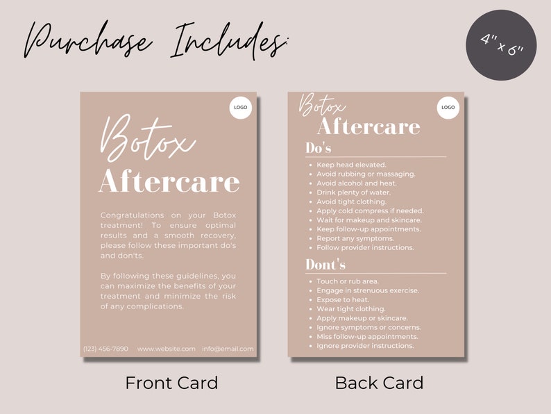 DIY Botox Aftercare Card Post-injection Card Editable Botox - Etsy
