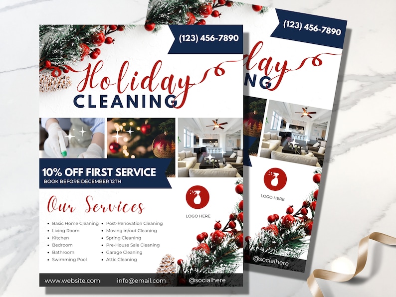 Holiday Cleaning Flyer DIY Sheet Cleaning Service Poster - Etsy