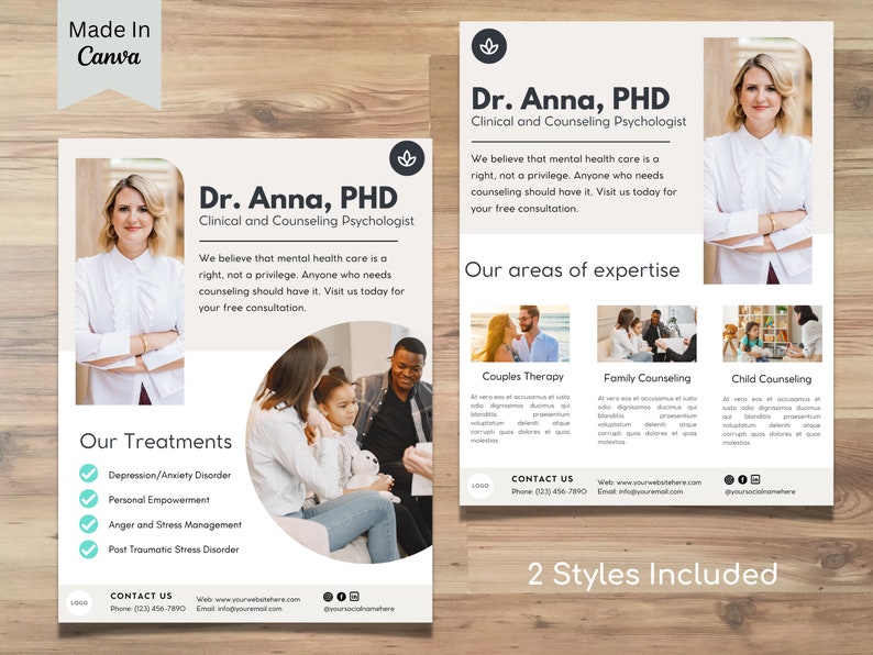 Counseling Psychology Therapy Flyer Templates Design, Editable ...