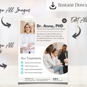 Counseling Psychology Therapy Flyer Templates Design, Editable ...