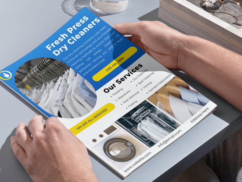 Dry Cleaning Service Flyer, DIY Sheet, Dry Cleaning Service, Laundry ...