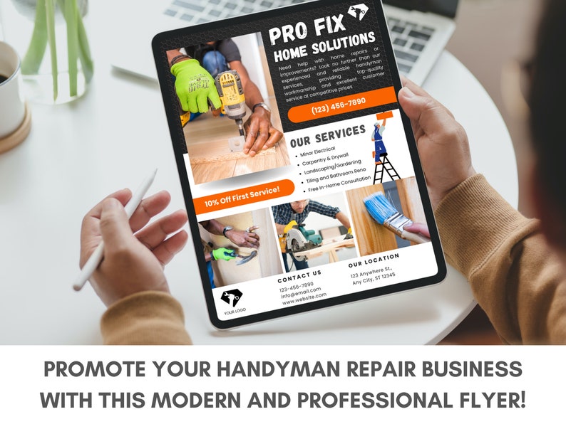 Handyman Flyer Template, Printable Business Flyer Design, Handy Man ...