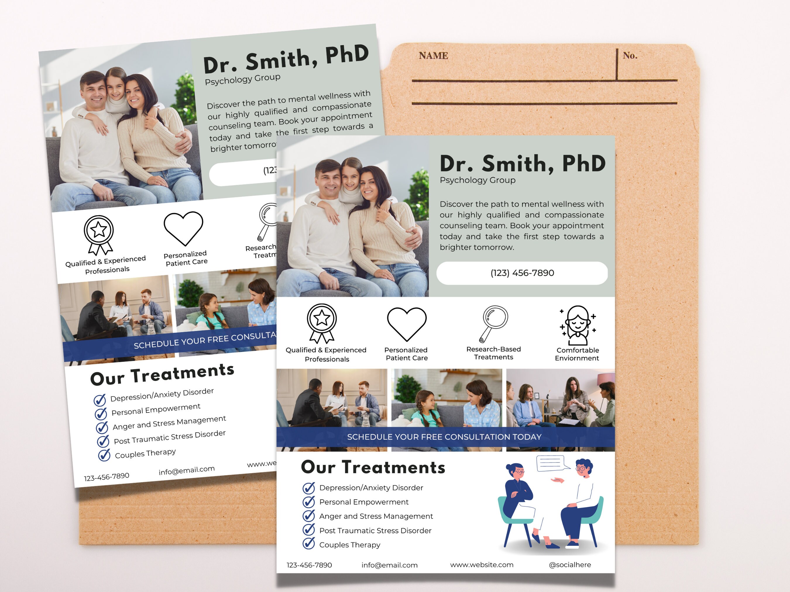 Counseling Psychology Therapy Flyer Templates Design, Editable ...