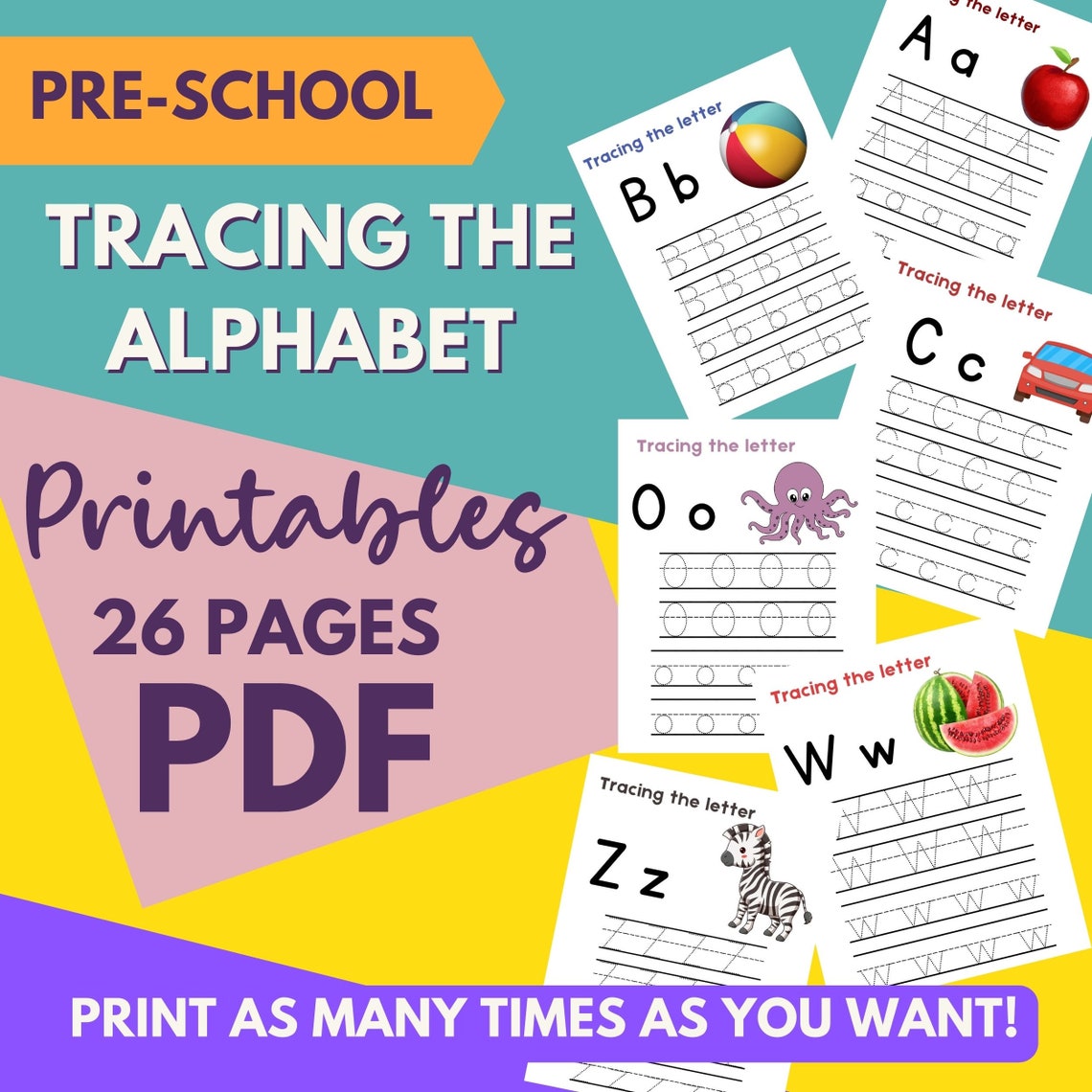 ALPHABET Upper and Lowercase Tracing Worksheets 26 Pages PDF Printable ...