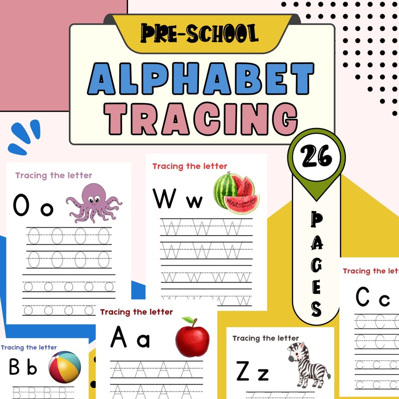 ALPHABET Upper and Lowercase Tracing Worksheets 26 Pages PDF Printable ...