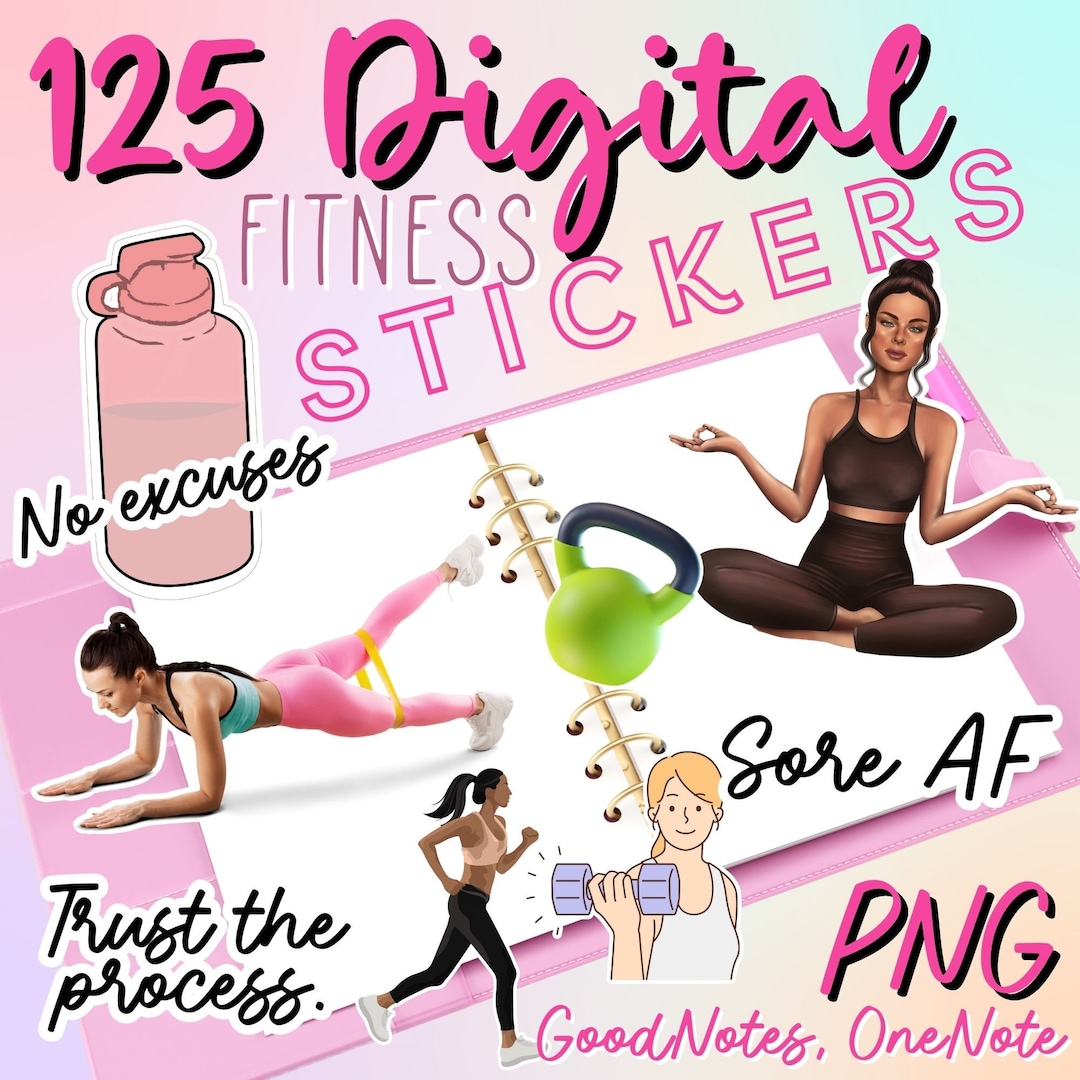 125 Fitness Digital Stickers for Digital Planners and Social Media ...