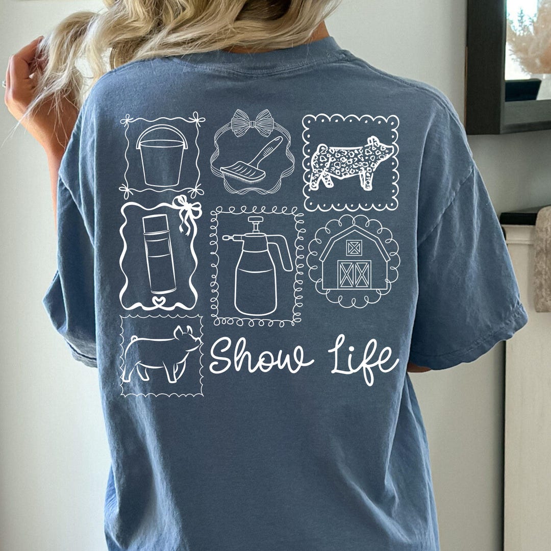 Comfort Colors Vintage Stamp Collage Pig Tshirt Preppy Back Print Hog ...