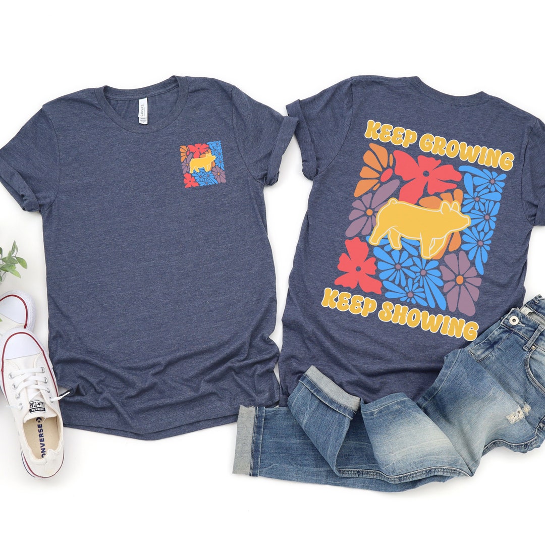 Floral Pig Shirt Swine Show Stock Show Retro Back Print Show Pig Tee ...