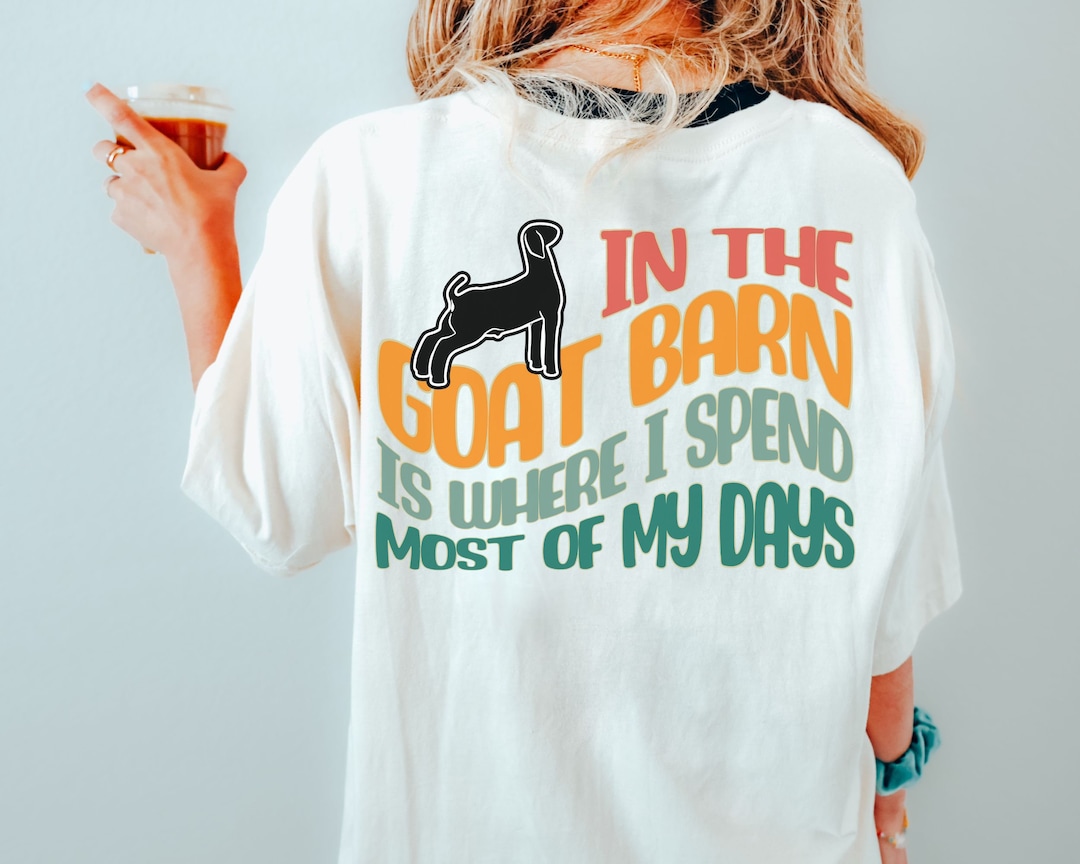 Retro Wavy Text Goat Barn Tee Show Goat Shirt Funny Stock Show Goat ...