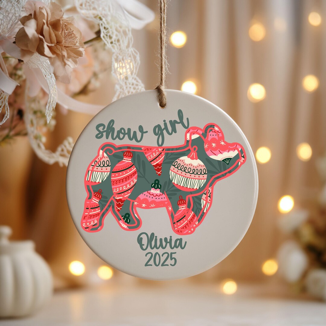 Personalized Stock Show Pig Ceramic Ornament, Christmas Gift for Teen ...
