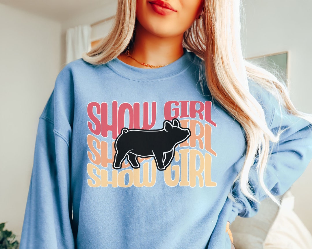 Retro Show Pig Sweatshirt Funny Stock Show Pig Show Girl Stock - Etsy