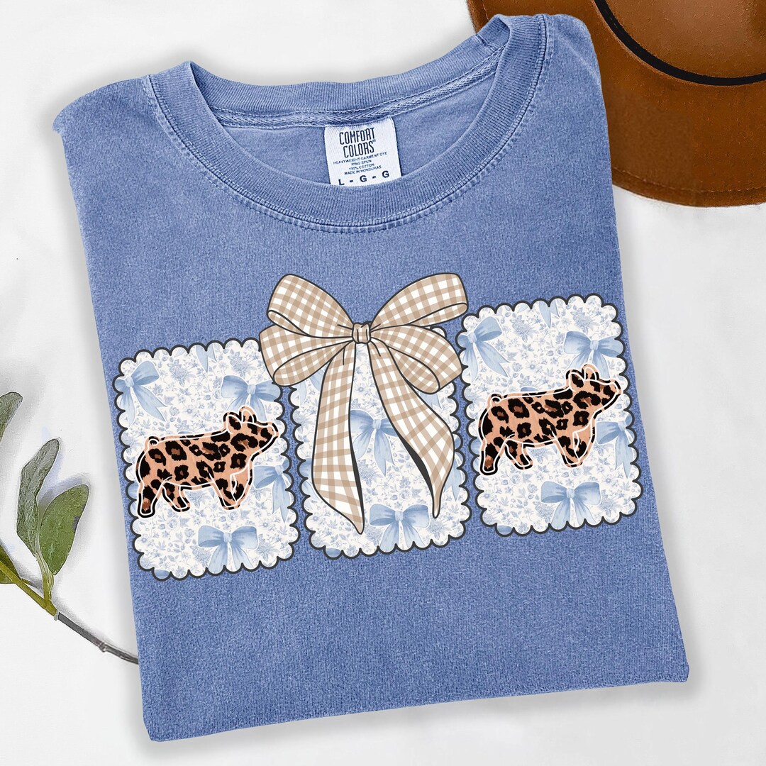 Comfort Colors Bows and Pigs T-shirt: Pink Ransom Coquette Stock Show ...