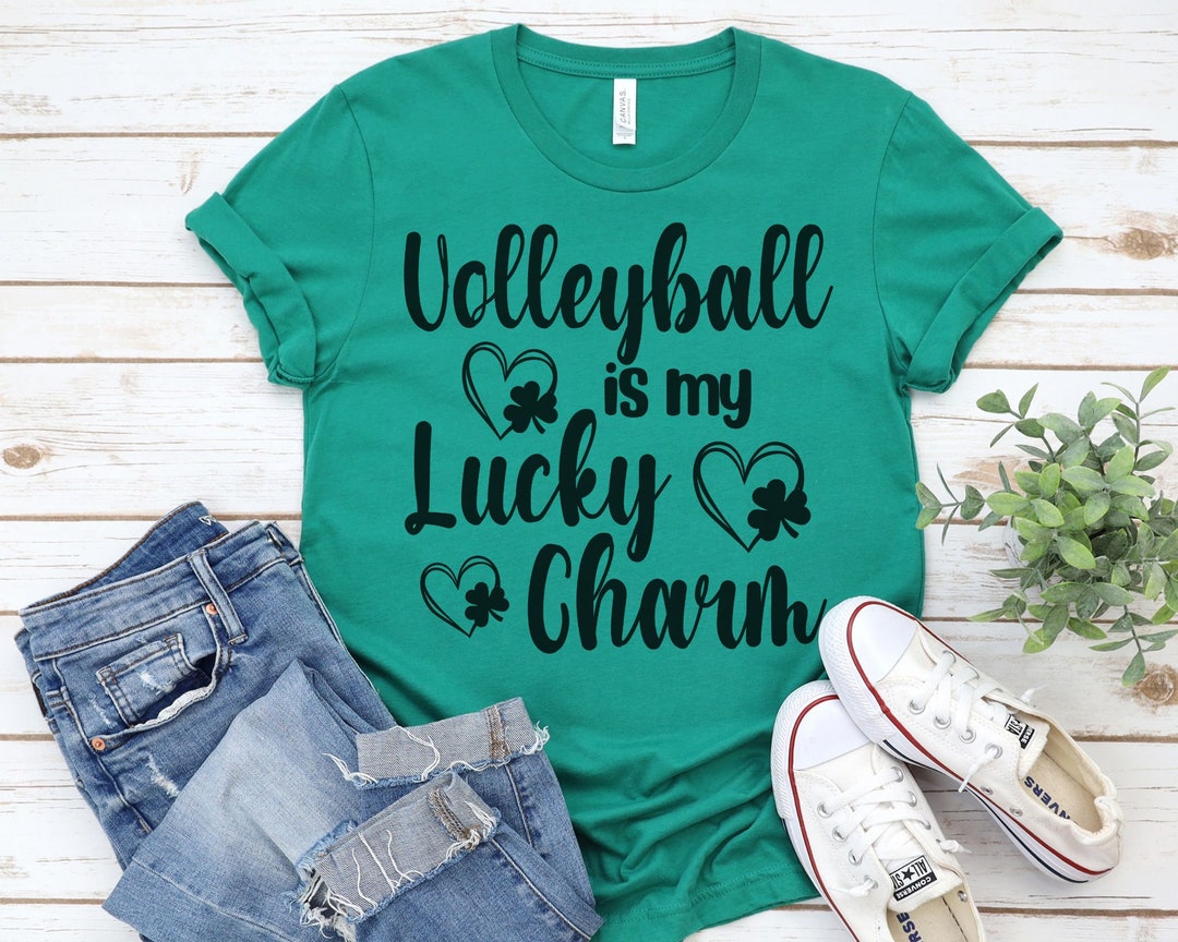 Volleyball Lucky Charm St Patricks Day Volleyball Shirt Lucky Shamrock ...