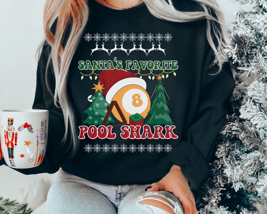 Santa Billiards Ugly Sweater Pool Ugly Sweatshirt Christmas Ugly ...