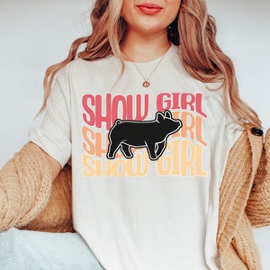 Retro Wavy Text Show Pig Shirt Funny Stock Show Swine Show Girl Stock ...