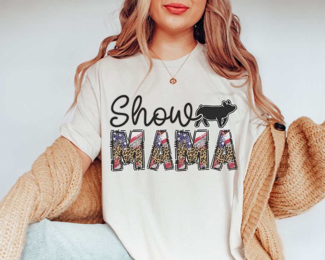 Patriotic Show Pig Shirt Funny Stock Show Swine Show Mom Stock Show ...