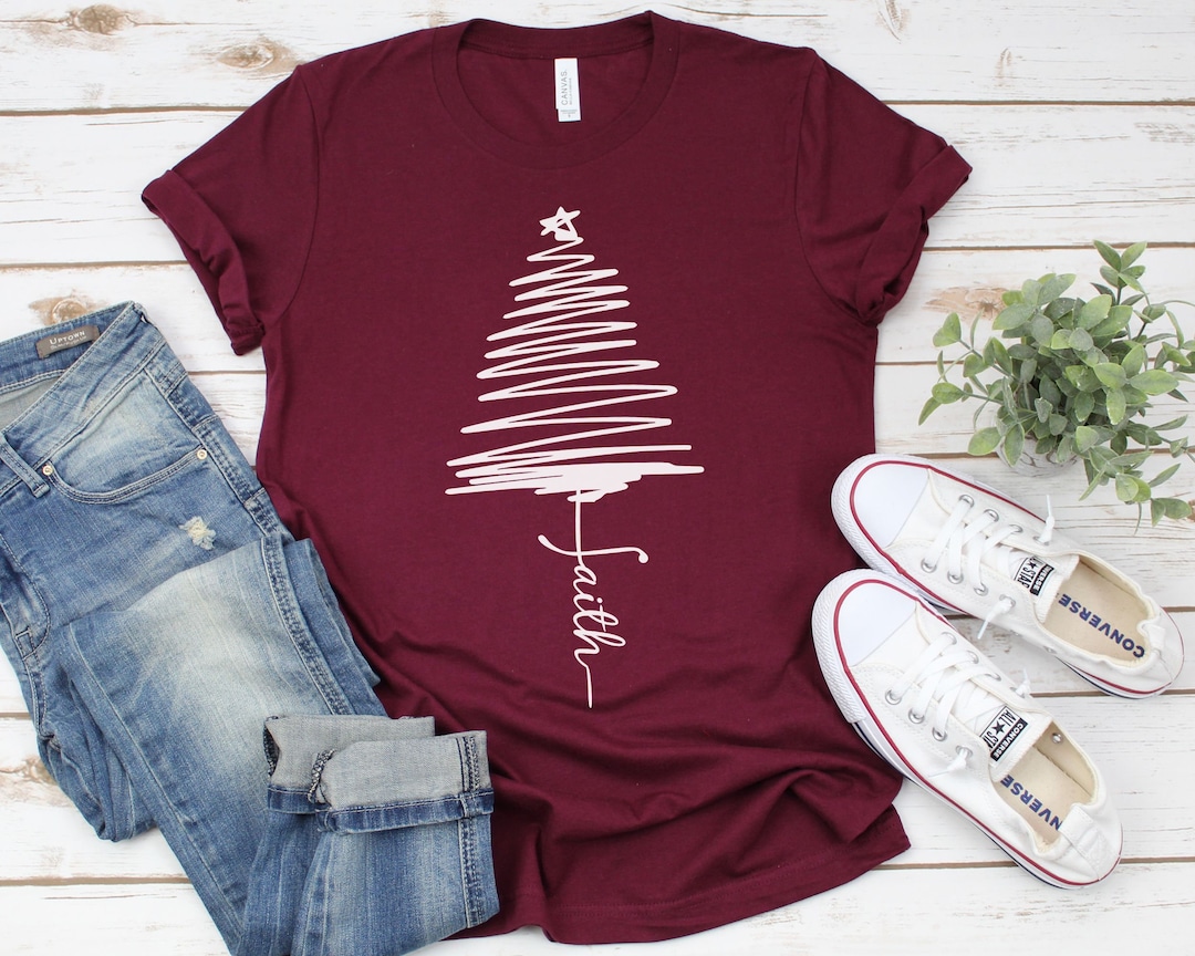 Faith Christmas Tree Shirt, Faith Shirt, Christmas Shirt, Christmas Tee ...