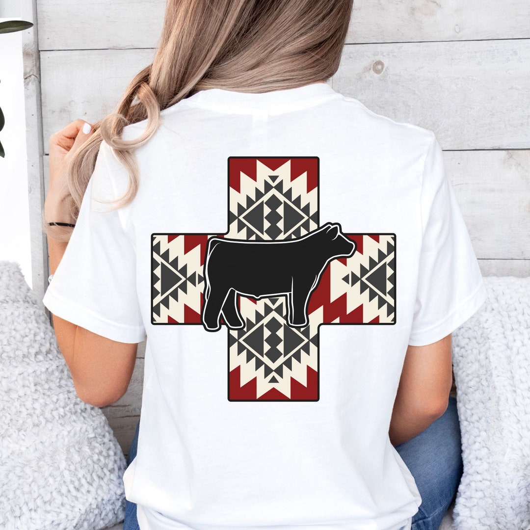 Aztec Cross Show Steer Shirt Cattle Show Tee Ranch Girl T-shirt Gift ...