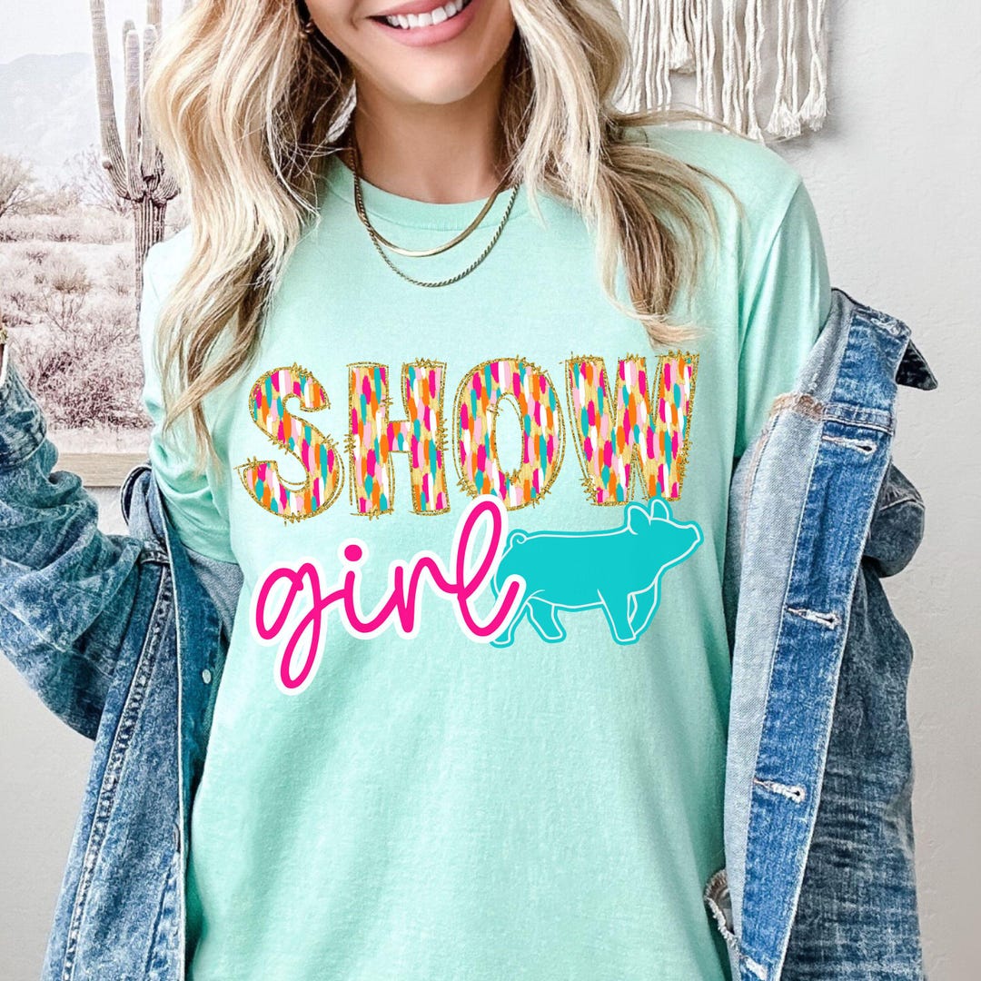 Cute Pink Show Pig Girl Shirt Funny Stock Show Tshirt Swine Mom Gift ...