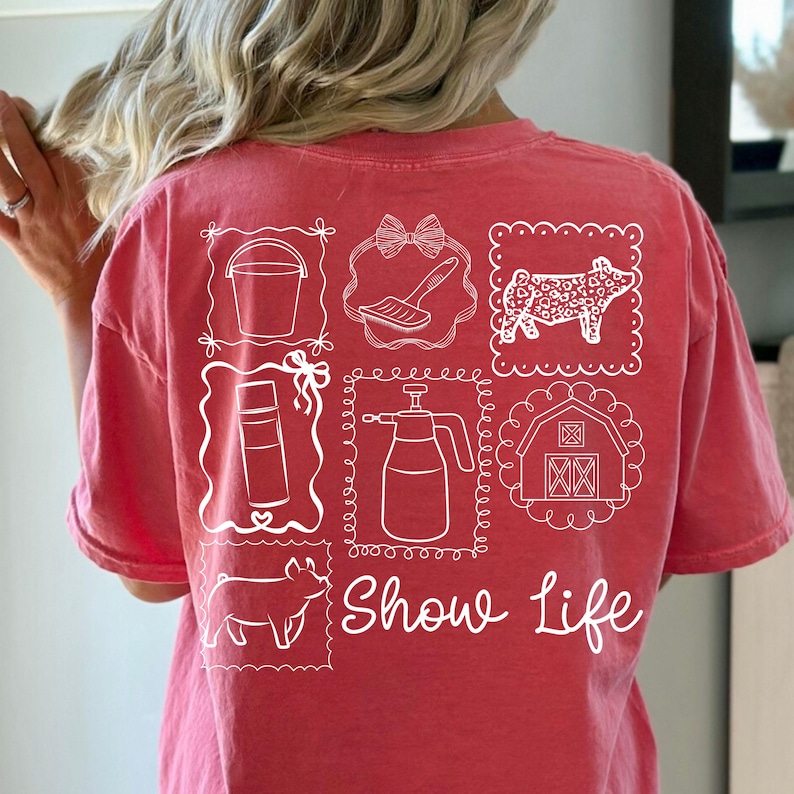 Comfort Colors Vintage Stamp Collage Pig Tshirt Preppy Back Print Hog ...